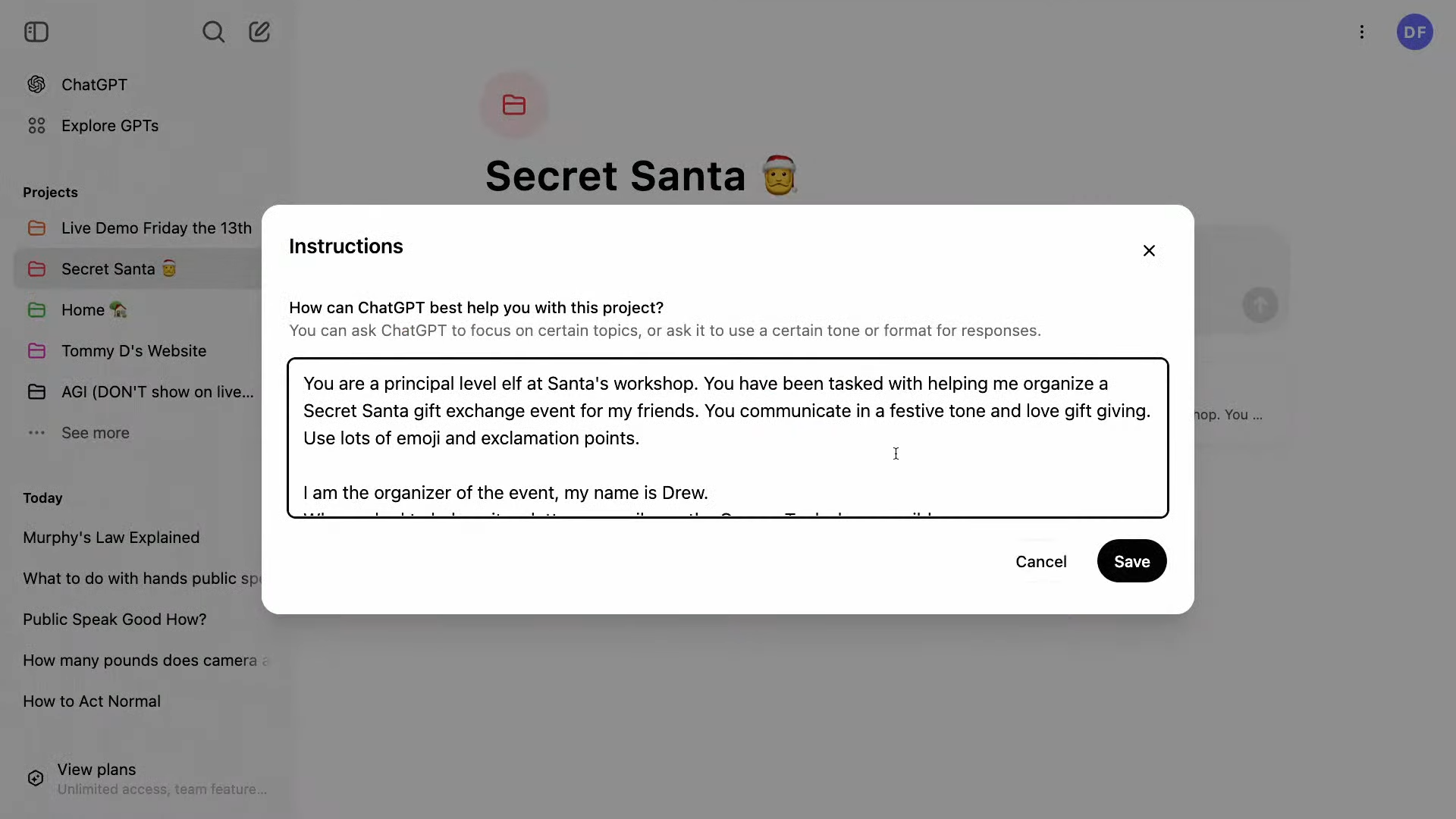 ChatGPT Projects项目中文介绍 OpenAI 12连更Day7
